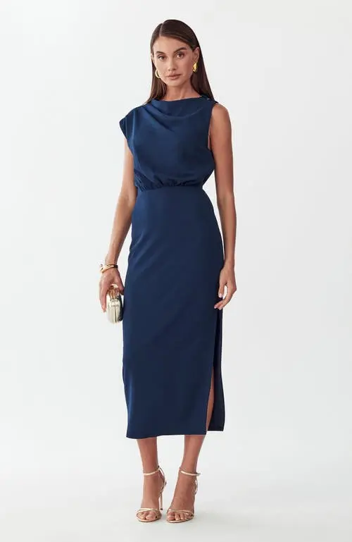 ST MRLO Lily Midi Dress - Navy Blue
