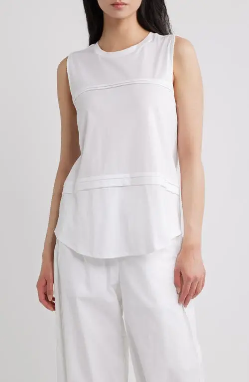 Theory Organic Pima Cotton Step Pleat Tank - White