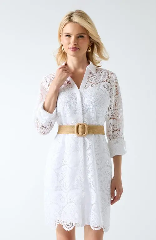 MARCIANO Grace Long Sleeve Lace Shirt Dress
