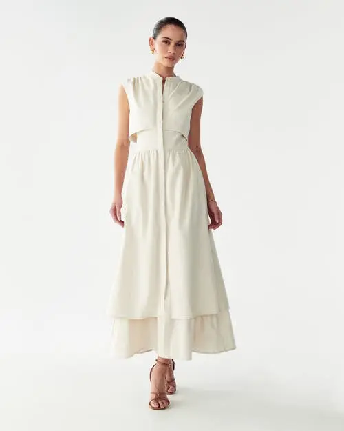 WILLA Fallyn Midi Dress - Natural