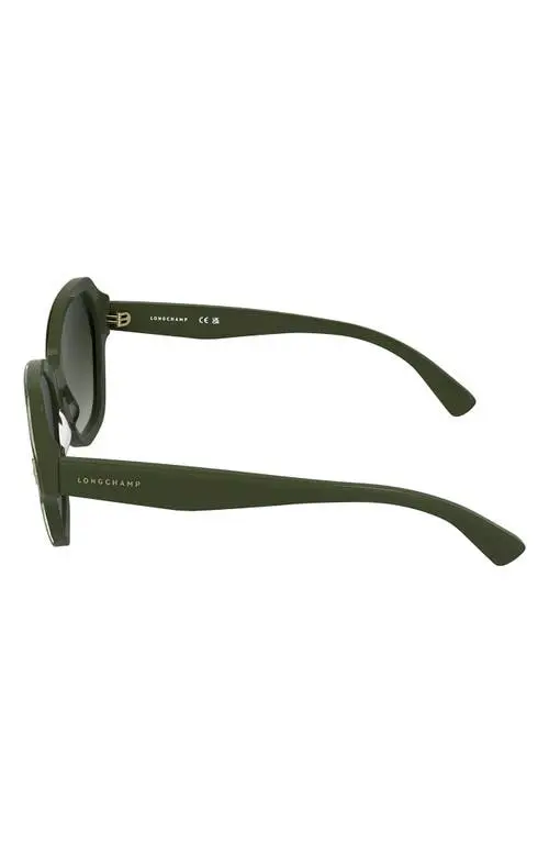Longchamp Roseau Modified Rectangular Sunglasses - Khaki