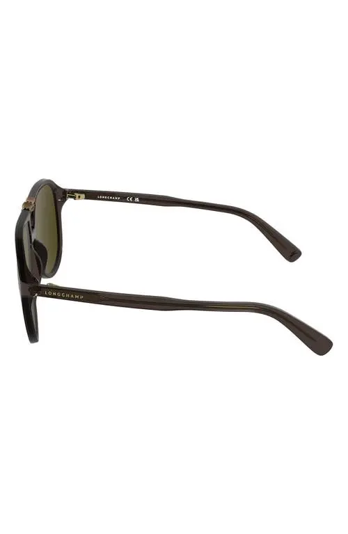 Longchamp Roseau 58mm Aviator Sunglasses - Transparent Brown