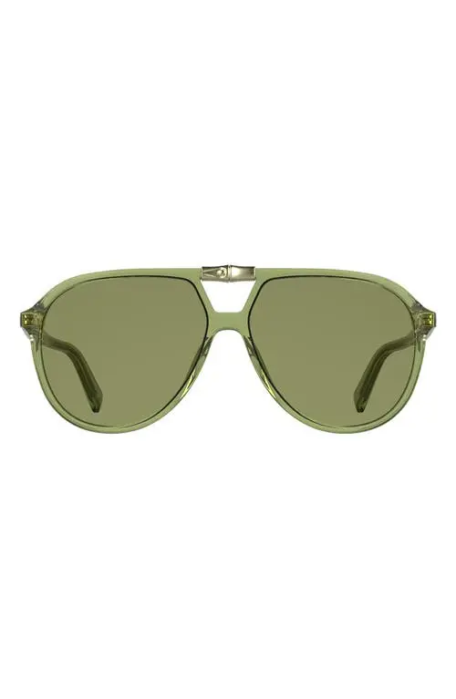 Longchamp Roseau 58mm Aviator Sunglasses - Transparent Green