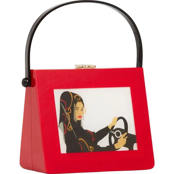 LARALLAN Jamilah Acrylic Top Handle Bag - Red