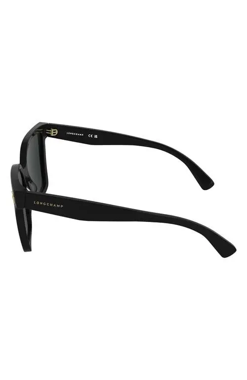 Longchamp Roseau 55mm Modified Rectangular Sunglasses - Black