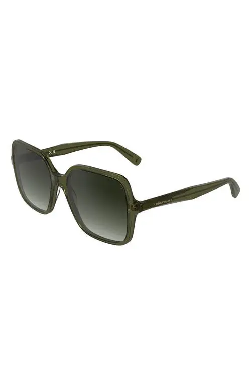 Longchamp Modified Rectangular Sunglasses - Transparent Khaki