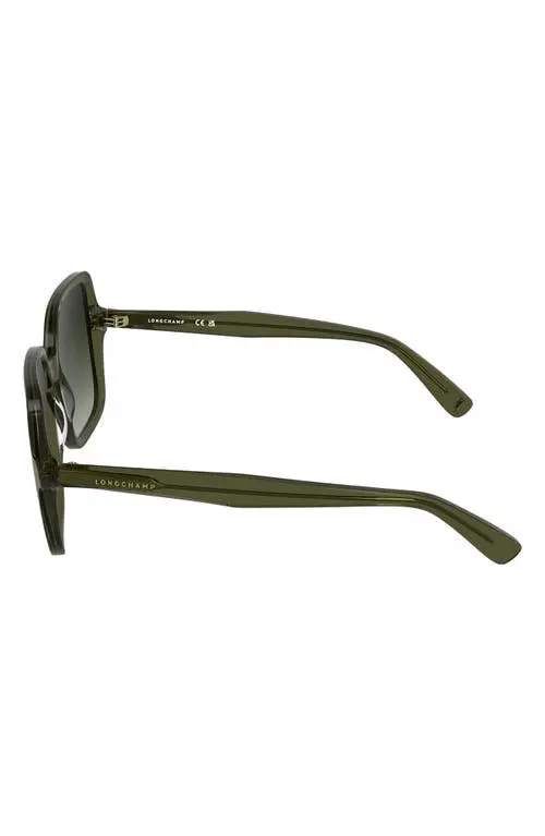 Longchamp Modified Rectangular Sunglasses - Transparent Khaki