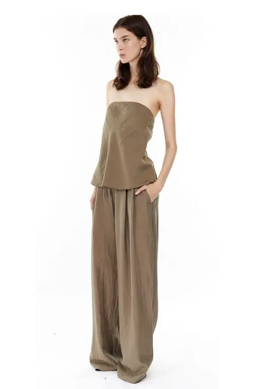 MOTHER OF ALL Hedi Mid Waist Tailored Linen Pants - Olive-green