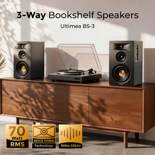 ULTIMEA Bs-3 3-way Bluetooth Bookshelf Speakers With Hdmi Arc, 70w Rms, 5.25" Woofer