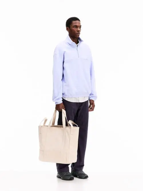 VOWELS Minimalist Chambray Tote Bag - Beige