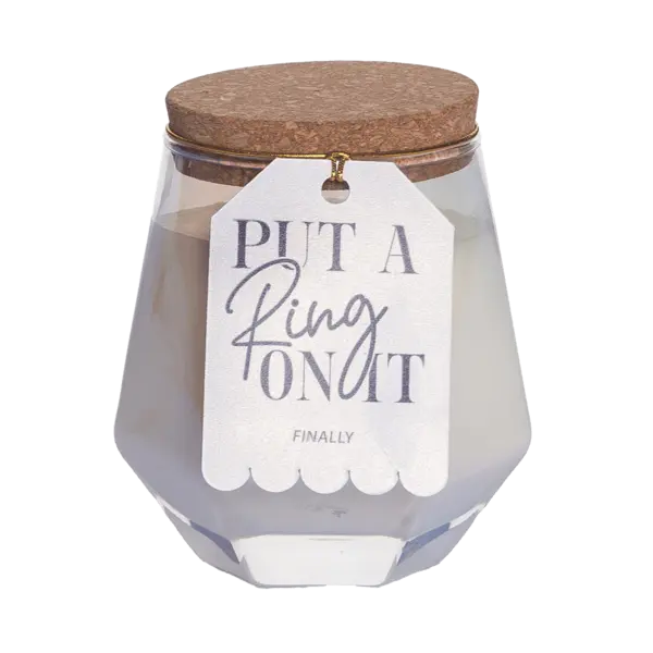 Totalee Gift Put A Ring On It White Geometric Candle Wax White 7.7 Oz Burn Time 36 - Clear
