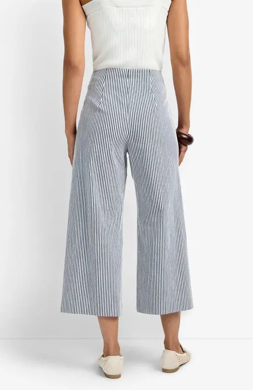 Trina Turk Saltie Striped Crop Pant - Ink/whitewash