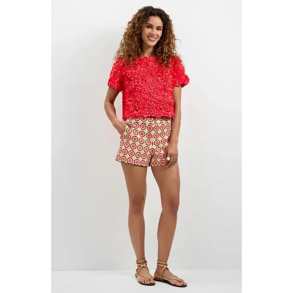 Trina Turk Corbin Geo Print Stretch Cotton Herringbone Shorts