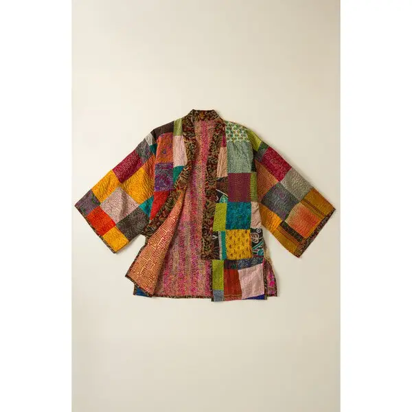 UNCOMMON GOODS Reversible Silk Sari Kantha Jacket - Multi