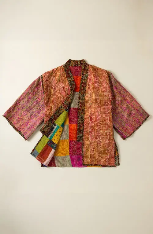 UNCOMMON GOODS Reversible Silk Sari Kantha Jacket