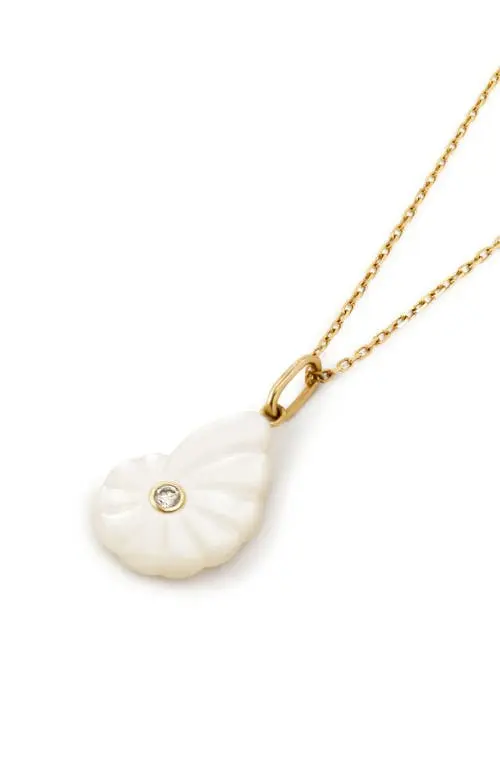 ANA LUISA Solid Yellow Mother Of Pearl Shell Necklace With Diamond