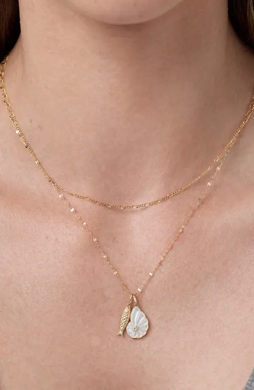 ANA LUISA Solid Yellow Mother Of Pearl Shell Necklace With Diamond