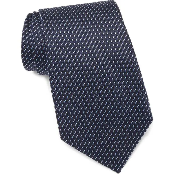 Zegna Neat Silk Tie - Navy Micro-fan