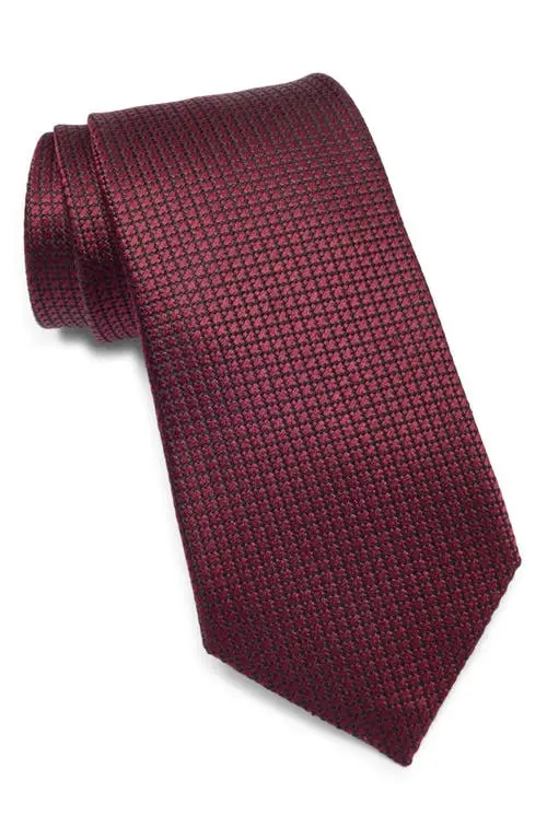 Zegna Tonal Geo Pattern Silk Neck Ties - Dk Red Sld