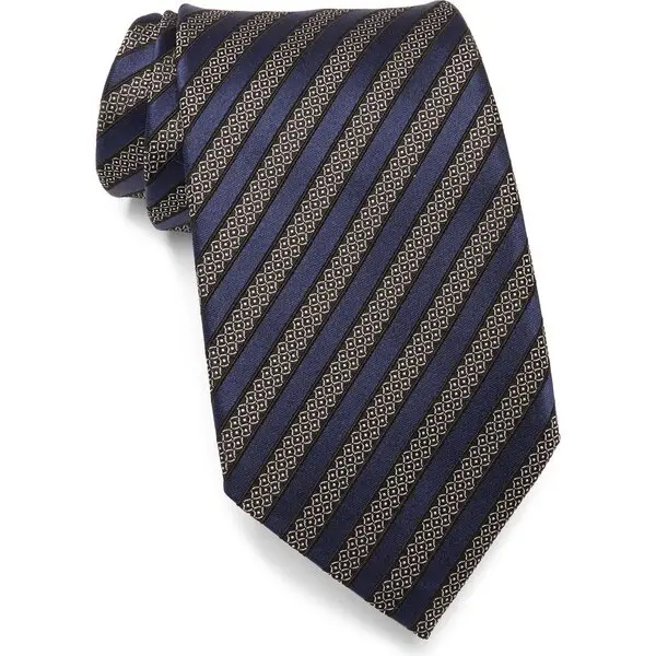Zegna Stripe Neck Ties - Nvy Strp