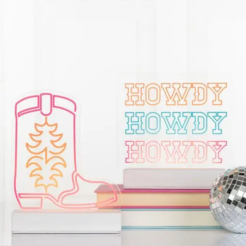 Totalee Gift Cowgirl Boot Acrylic Light Up Decor Acrylic