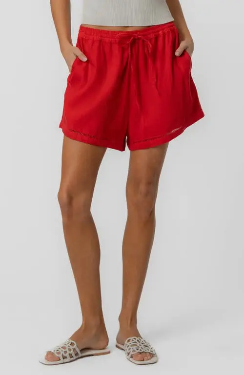 Kut From The Kloth Aria Linen Blend Drawstring Shorts - Tomato