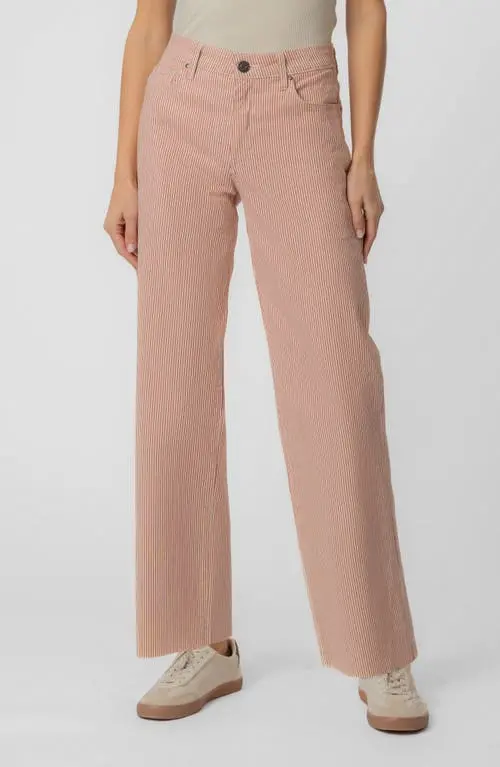 Kut From The Kloth Stripe Raw Hem High Waist Ankle Wide Leg Jeans - Red/ivory