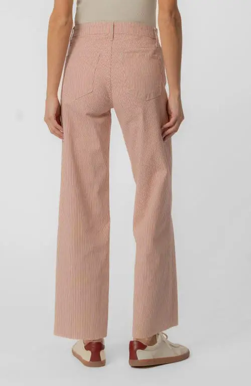 Kut From The Kloth Stripe Raw Hem High Waist Ankle Wide Leg Jeans