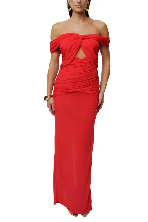 JLUXLABEL Alessandra Off Shoulder Maxi Dress - Red