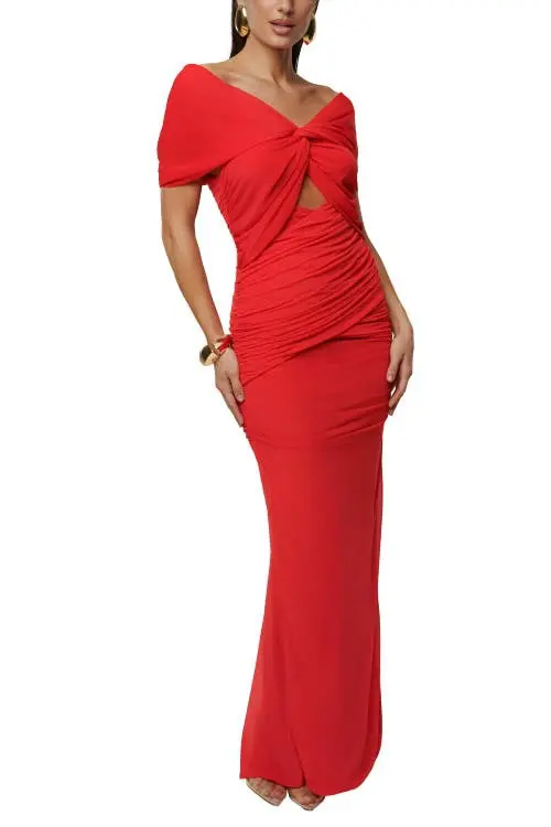 JLUXLABEL Alessandra Off-the-shoulder Dress With Cutout - Red