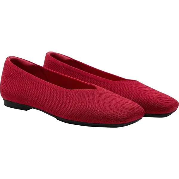 Vivaia Square-toe Margot V-cut Flats - Ruby Red