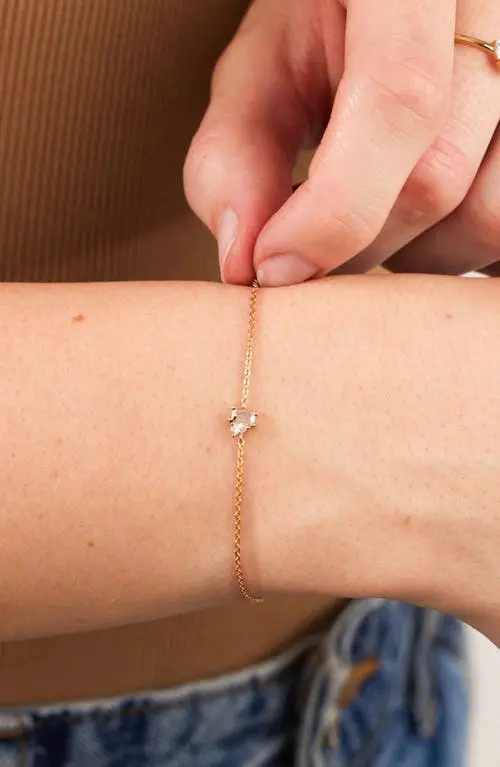 MADE BY MARY Toi Et Moi Bracelet With Pear And Emerald Cut Cubic Zirconia - Silver