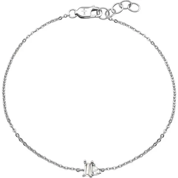MADE BY MARY Toi Et Moi Bracelet With Pear And Emerald Cut Cubic Zirconia - Silver