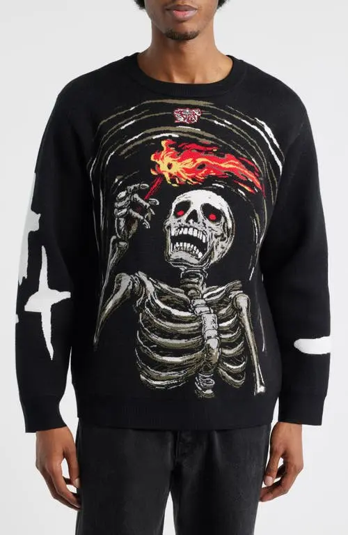 VERYRARE Graphic Skull Print Crewneck Sweatshirt - Black
