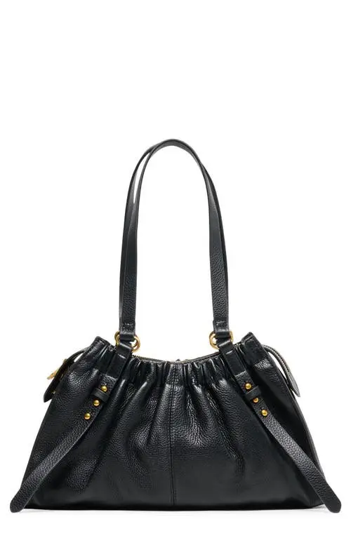Dolce Vita Sloan Ruched Leather Shoulder Bag - Black