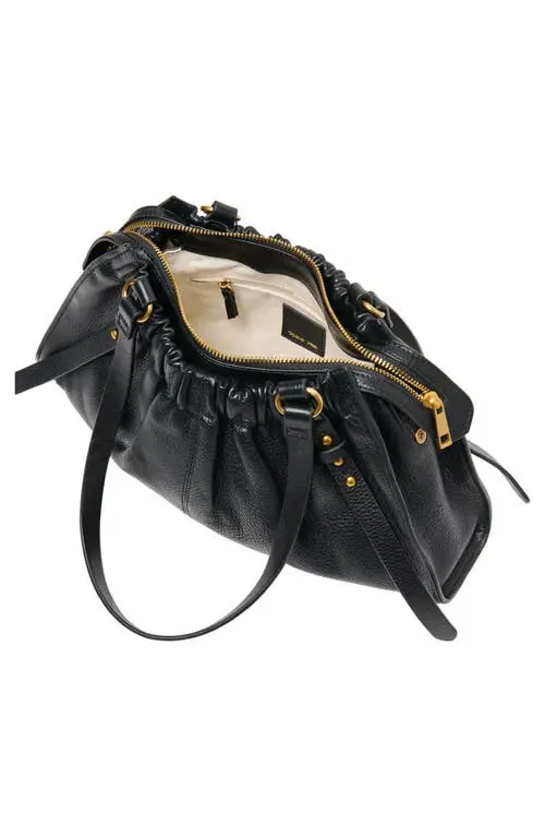 Dolce Vita Sloan Ruched Leather Shoulder Bag - Black