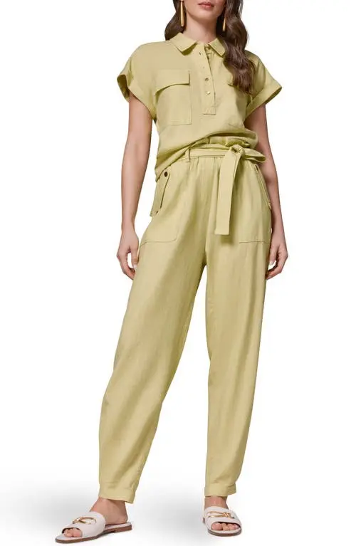 Donna Karan New York Belted Tapered Linen Blend Pants