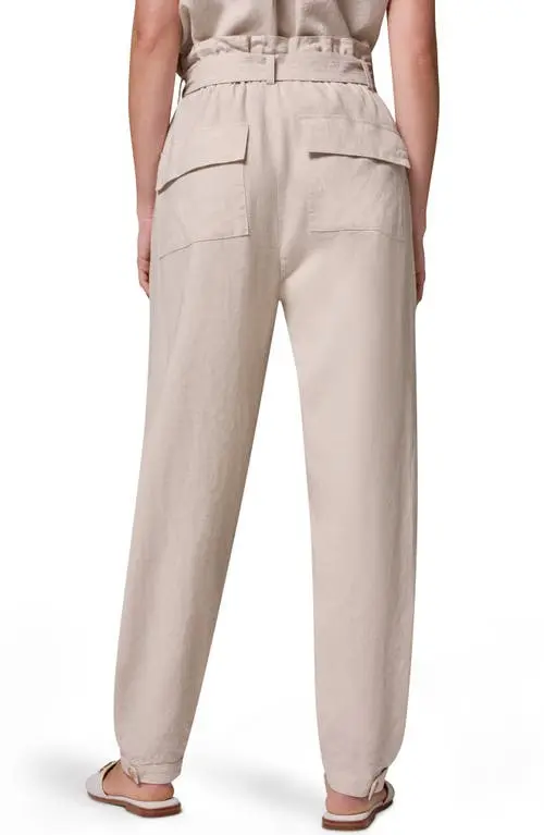Donna Karan New York Belted Tapered Linen Blend Pants - Natural