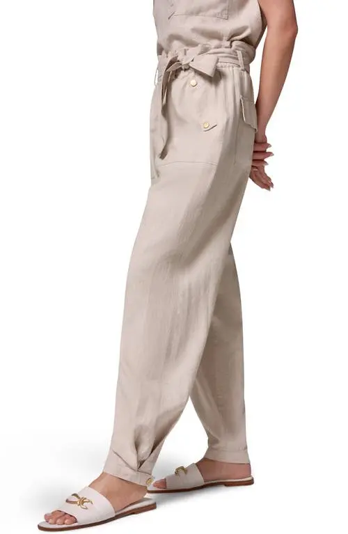 Donna Karan New York Belted Tapered Linen Blend Pants - Natural