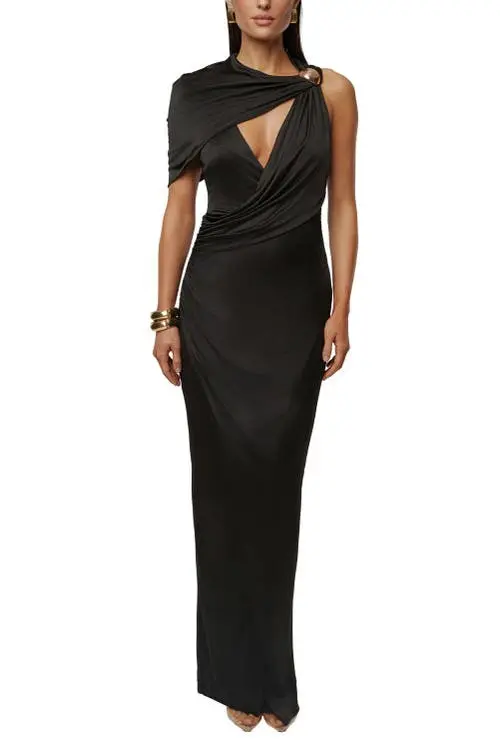 JLUXLABEL Enchanted Drape Maxi Dress - Black