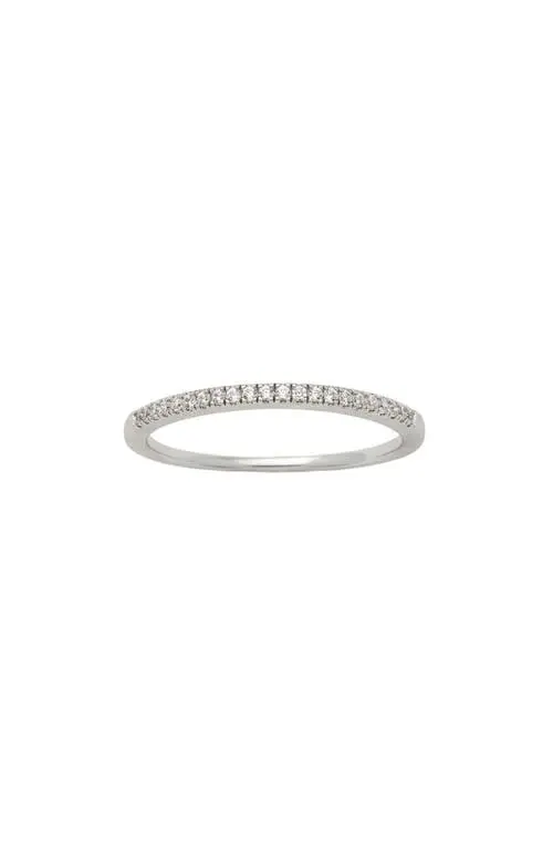 MADE BY MARY Emerald Cubic Zirconia Gold Vermeil Stacking Ring - Silver April