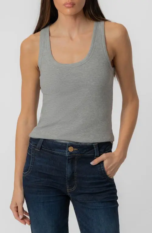 Kut From The Kloth Anastasia Stretch Cotton Blend Rib Tank - Heather Grey