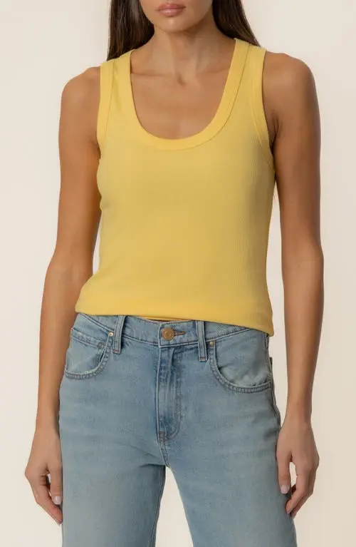 Kut From The Kloth Anastasia Stretch Cotton Blend Rib Tank - Limoncello
