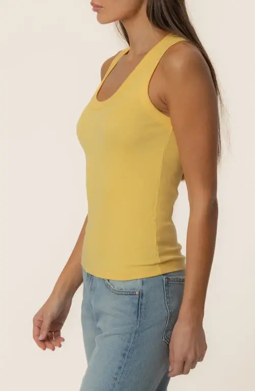 Kut From The Kloth Anastasia Stretch Cotton Blend Rib Tank - Limoncello