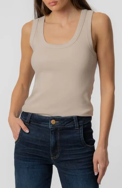 Kut From The Kloth Anastasia Stretch Cotton Blend Rib Tank - Taupe