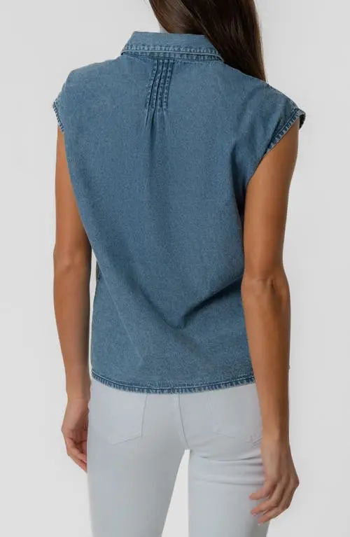 Kut From The Kloth Penelope Pintuck Cap Sleeve Denim Shirt