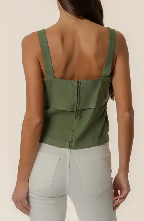 Kut From The Kloth Melanie Crop Linen & Cotton Blend Tank - Olive