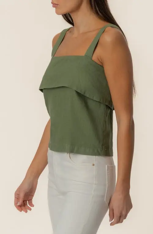 Kut From The Kloth Melanie Crop Linen & Cotton Blend Tank - Olive