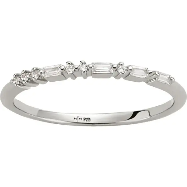 MADE BY MARY Ily Morse Code Ring With Cubic Zirconia - Silver