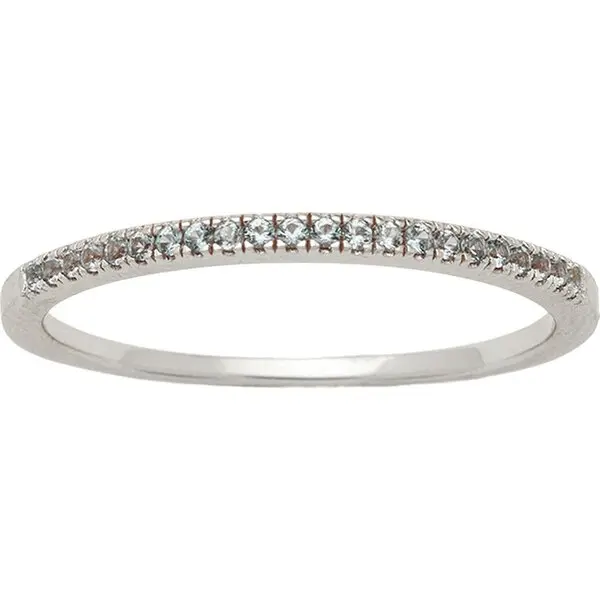 MADE BY MARY Emerald Cubic Zirconia Gold Vermeil Stacking Ring - Silver March